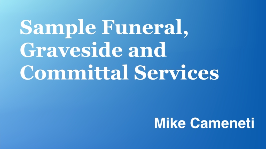 Funeral Resources | Tony Cooke Ministries